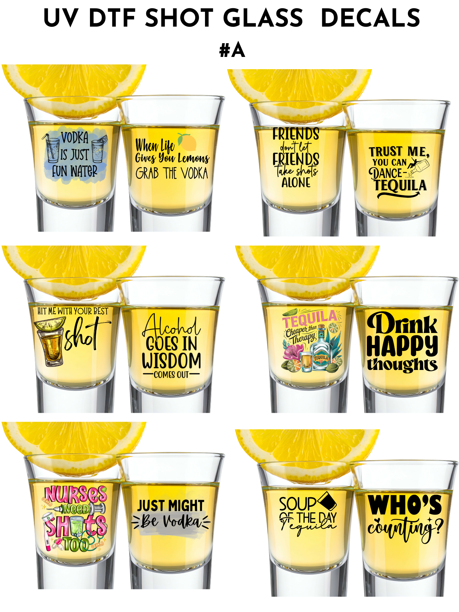 BUNDLE #A- 12 decals -Shot glasses or keychain – N2coolstuff